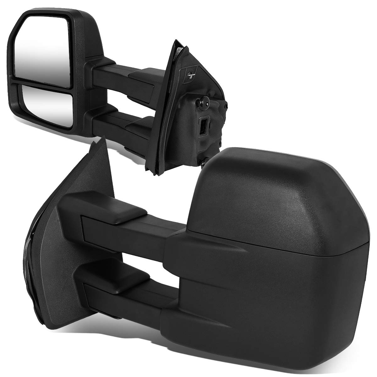 DNA Motoring TWM-058-T888-BK-CL Powered+Heated w/LED Turn Signal+Puddle Light Left+Right Side Towing Mirrors Replacement Compatible With 15-18 F-150 with 22-Pin Plug
