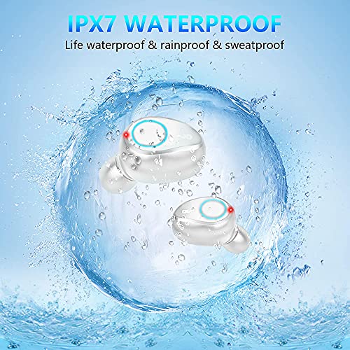 Volt Plus TECH Wireless V5.0 Bluetooth Earbuds Compatible with Samsung Galaxy Tab A 10.1 (2016) LED Display, Mic 8D Bass IPX7 Waterproof/Sweatproof (White)