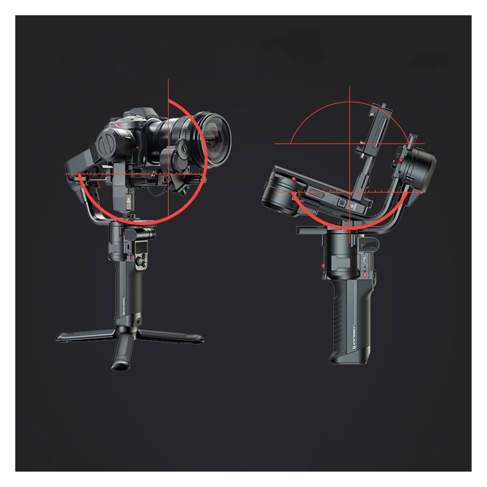 DONCK Action Camera Stabilizer AirCross3 Gimbal Stabilizer SLR Camera Stabilizer 360°Rotating Horizontal and Vertical Shooting for Outdoor Video Recording