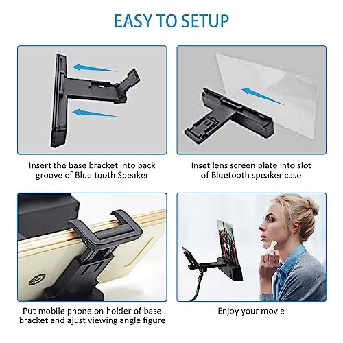 ELECTRIC GIANT 12" 3D Cell Phone Screen Magnifier with Bluetooth Speakers HD Mobile Phone Stand with Screen Amplifier All Smartphones