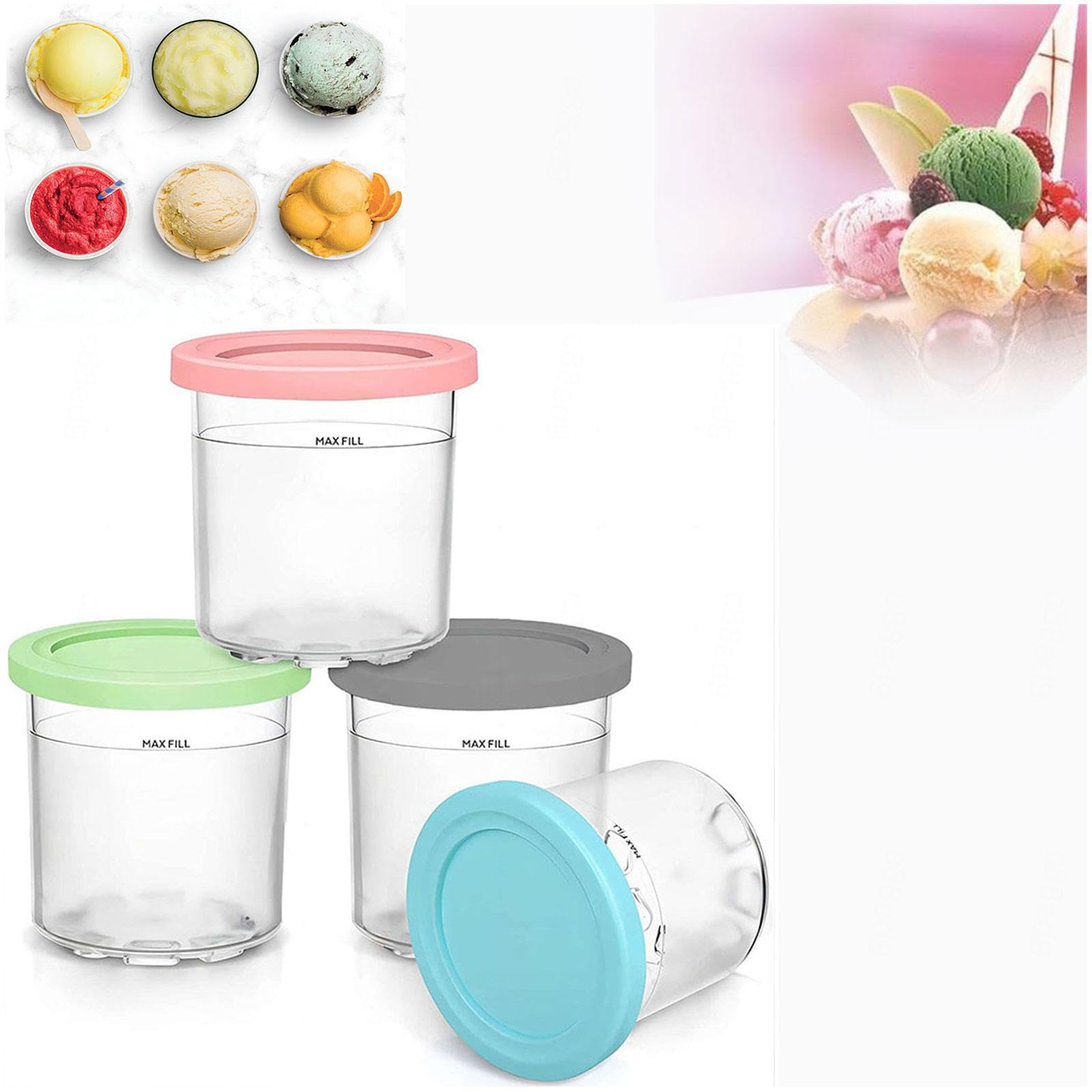Creami Containers, for Ninja Creami Pints,16 OZ Creami Deluxe Pints Safe and Leak Proof for NC301 NC300 NC299AM Series Ice Cream Maker