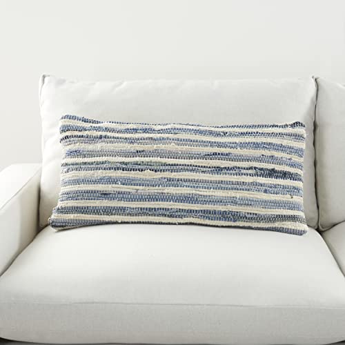 Mina Victory Life Styles Woven Denim Denim 14" x 30" Throw Pillow