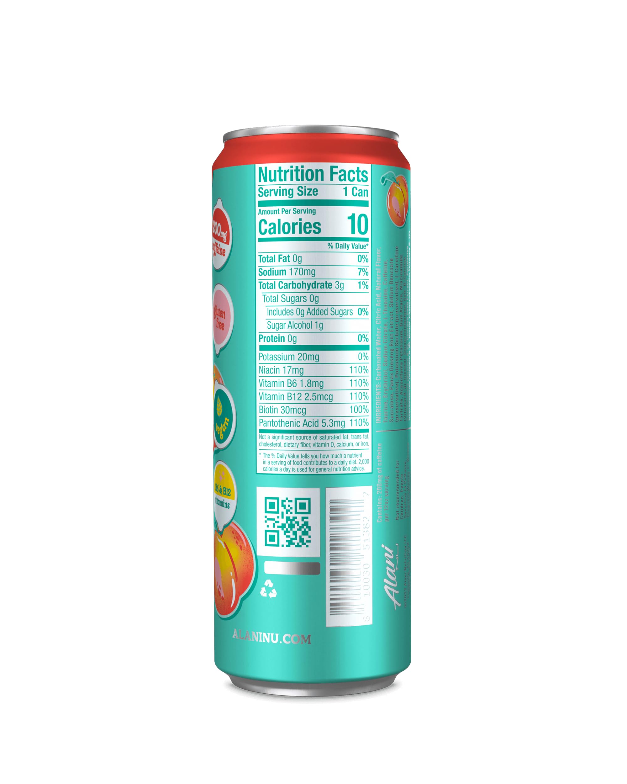 Energy Drink - Juicy Peach (12 Drinks, 12 Fl Oz. Each)