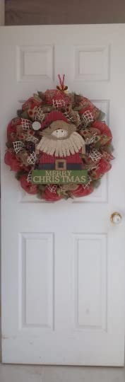 Country Rustic Santa Merry Christmas Deco Mesh Wreath