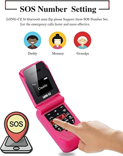 Long-CZ J9 World Mini Smallest Flip Mobile Phone Unlocked (Pink)