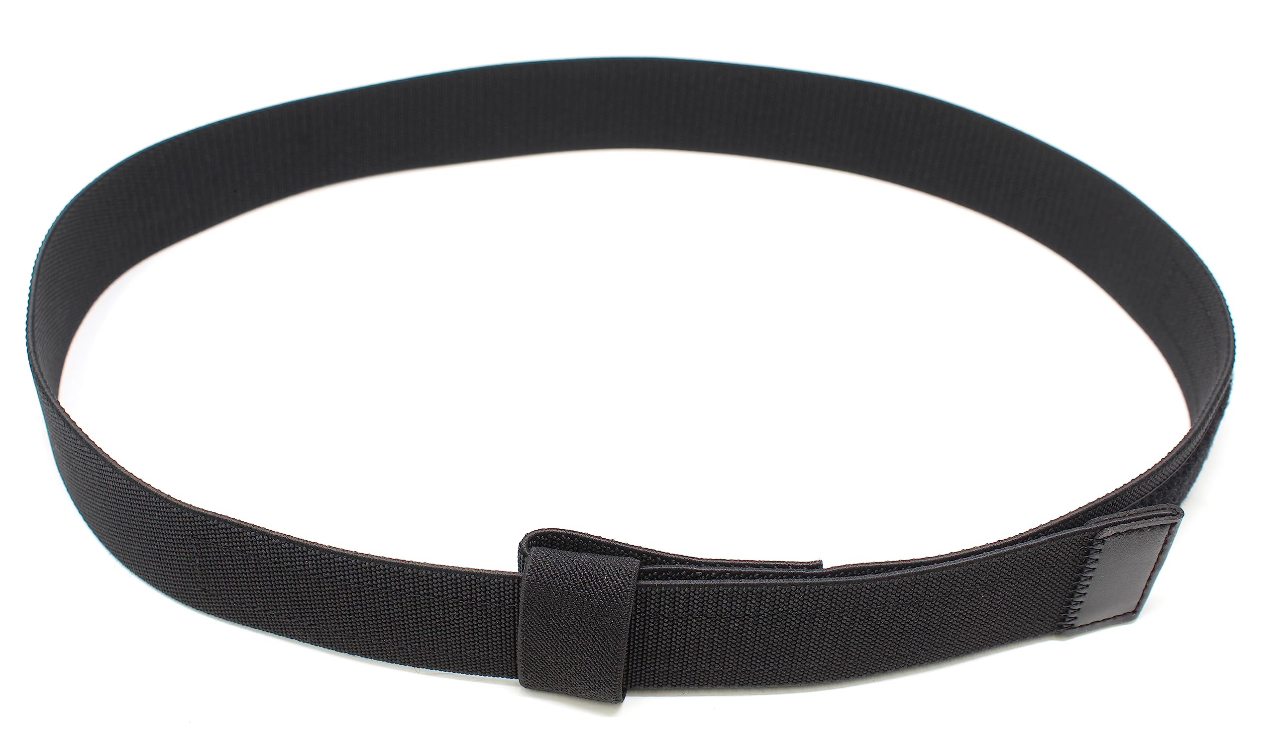 Flexible Black Nylon Belt with Adjustable Hook and Loop Closure – No Buckle No Metal and TSA Approved (Black-L)