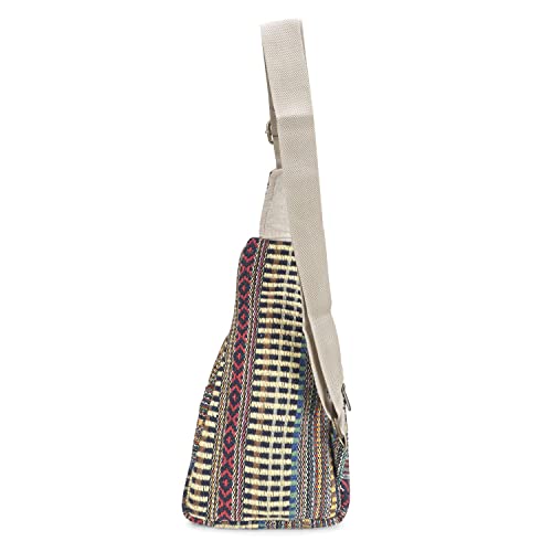 LONGING TO BUY Hemp Sling Backpack- Hemp Cross body Bag- Hemp Shoulder Backpack Adjustable Strap for Men & Women (Multi Black-Chest Belt)