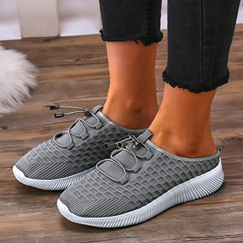 FASDNENDYS Ladies Fashion Solid Color Breathable Mesh Lightweight Flat Casual Socks with Shoes Grey