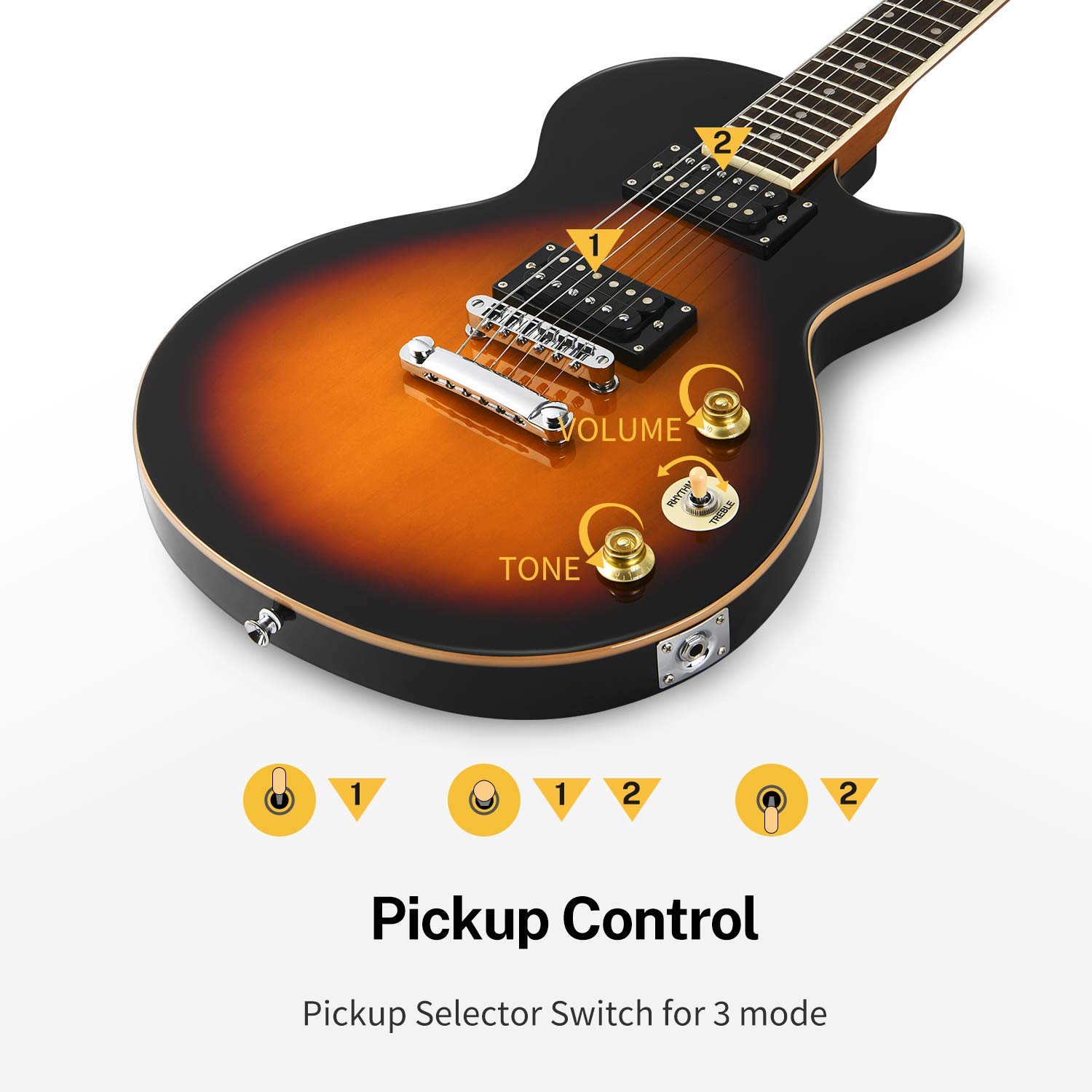 Donner 39 Inch LP Electric Guitar & 5 Watt Wireless Small Electric Guitar Amplifier, Cyclops Guitar Combo Amp with 7 Amplifier Models 3 Types of Effects: Mod, Delay, Reverb and Drum Machine