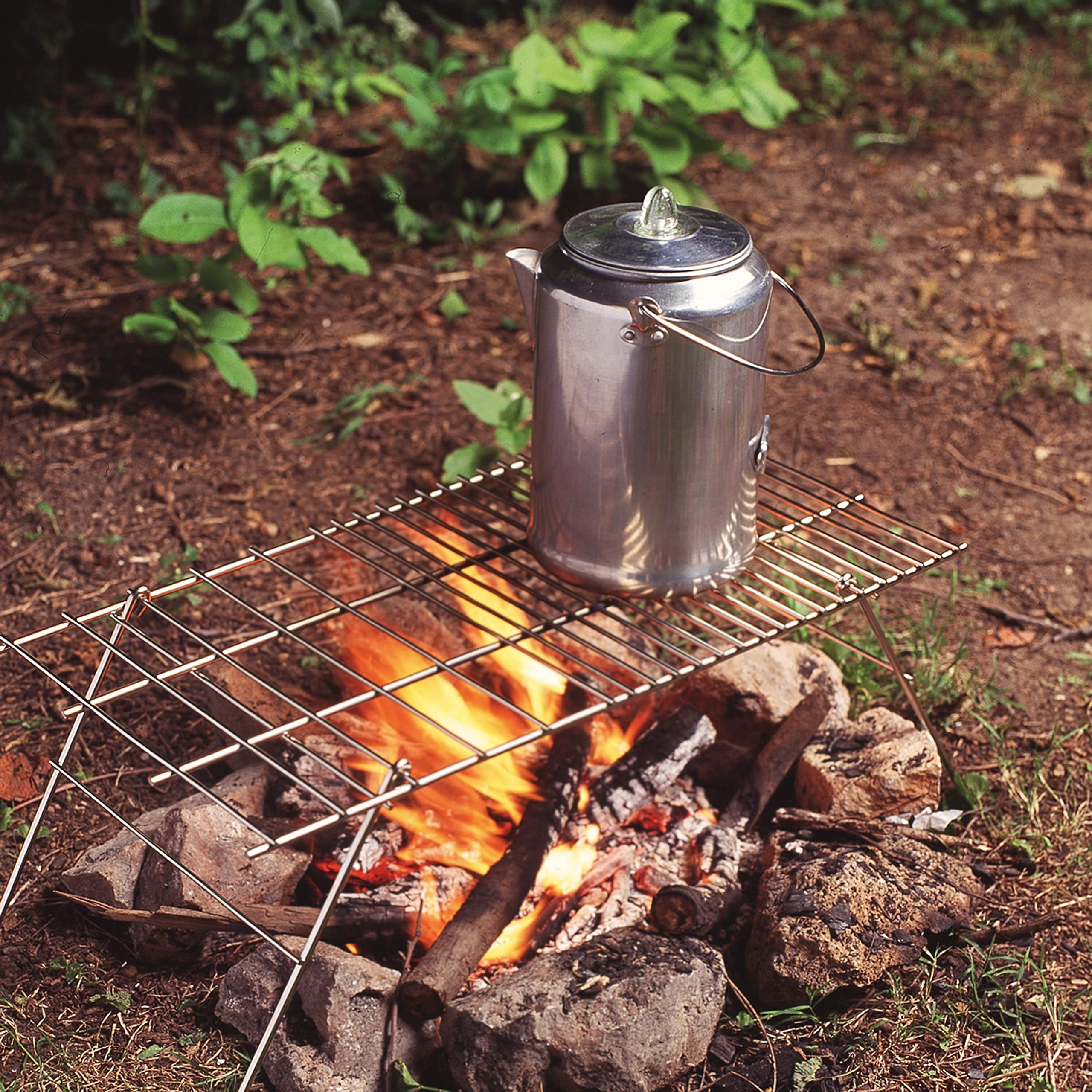 Coleman Deluxe Open Flame Camp Grill, Steel Outdoor Folding Grill Rack for Over Fires, 288 Sq. In. Cooking Surface for Camping, Tailgating, Grilling, & Bonfires