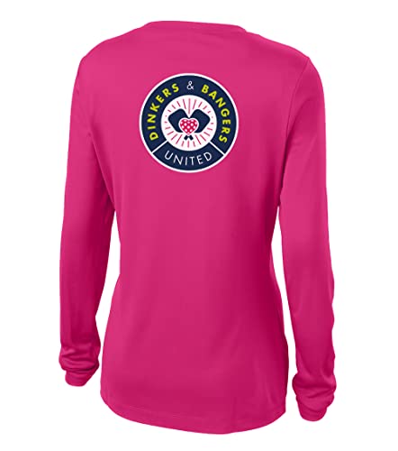 Dinkers & Bangers - Pink United - Women's Pickleball Performance Long Sleeve Shirt - 2 Sided - Berry - M