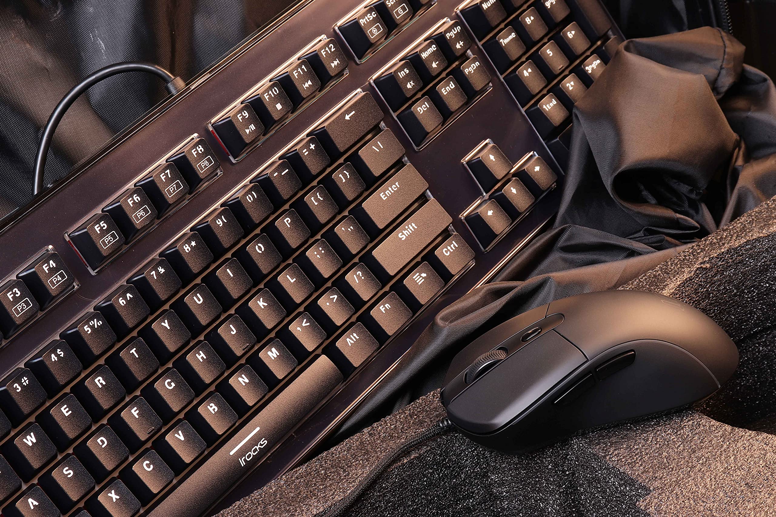 i-rocks Combo｜Red switches K76M Custom Silent Mechanical Gaming Keyboard (Black) Bundle with M40E RGB Wired Gaming Mouse (Black)