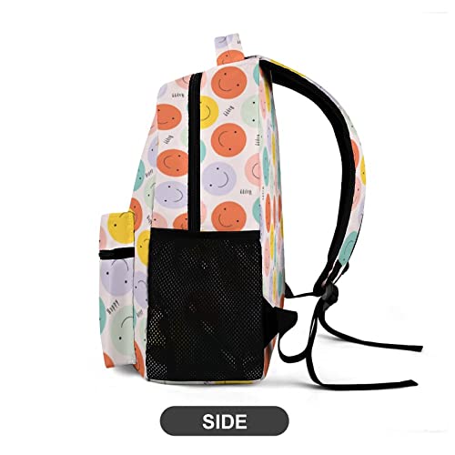 MINBHEBYUD Happy Smiley Face Prints Backpack, Lightweight Backpack Casual Daypack, Bookbag for Men Women
