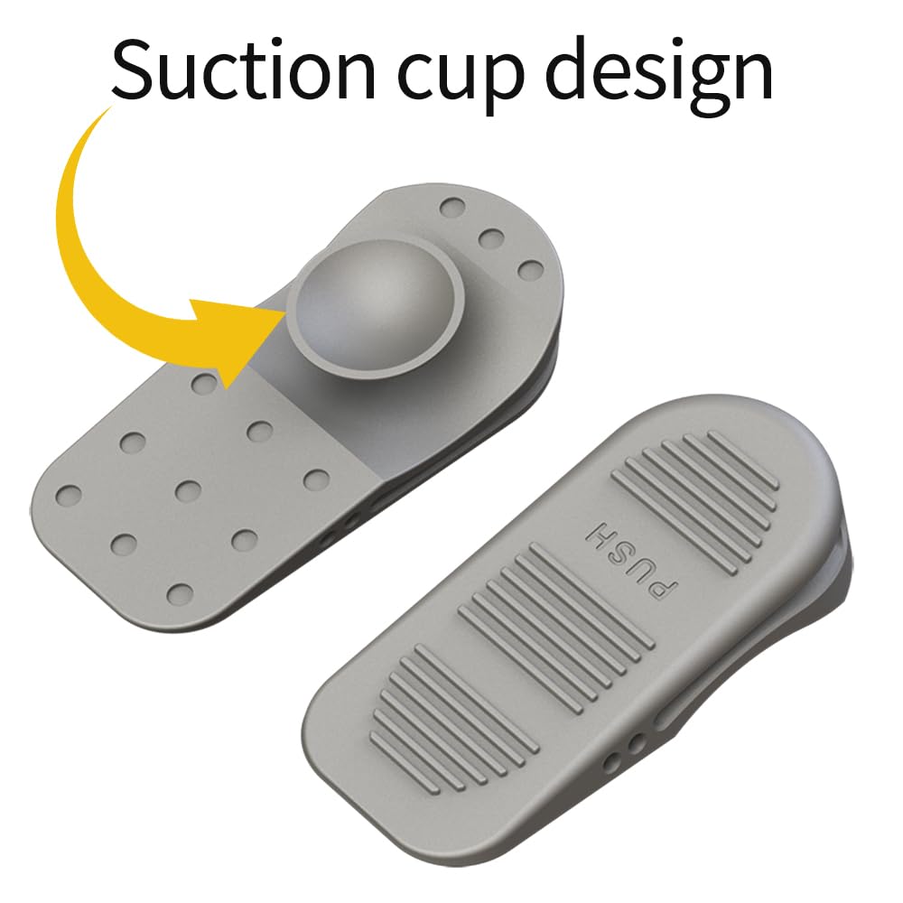 Evka Door Stoppers, Premium Rubber Door Stop Wedge with Suction Cup, Convenient Storage Without Adhesive Tapes and Drilling. (Grey, 2PCS)