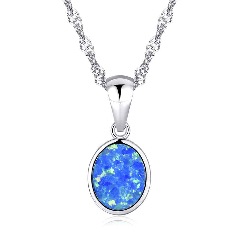 CiNily Opal Necklace-14K White Gold Plated Opal Pendant Necklace Fire Opal With Green Quartz Opal Jewelry for Women(Quartz)