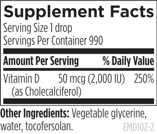 Designs for Health 2000 IU Vitamin D Drops - Hi-Po Emulsi-D3 Emulsified Vit D3, Highly Concentrated Liquid Vitamin D3 Drops - Bone Health + Immune Support - 2000 IU Per Drop (1000 Servings / 1 Ounce)
