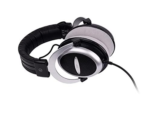 Monoprice Semi-Open Over Ear Wired Headphones, Low Deep Bass, Comfortable Headphones for Kids Teens Adults, for Smartphone, Computer, Laptop,Black