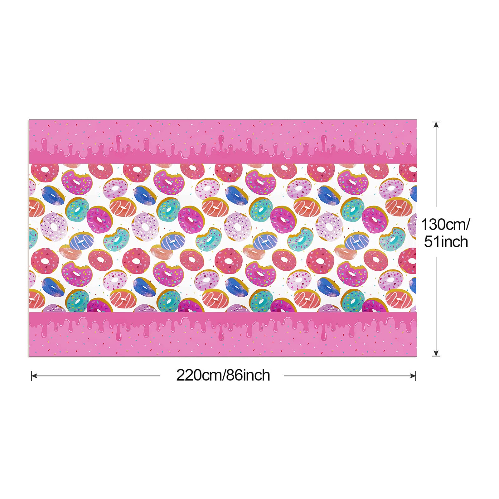 PHOGARY 3 Pack Donut Theme Tablecovers, Disposable Tablecloth, Dessert Time Party Supplies, Ideal for Girl Birthday Parties, Baby Showers, Donut Parties
