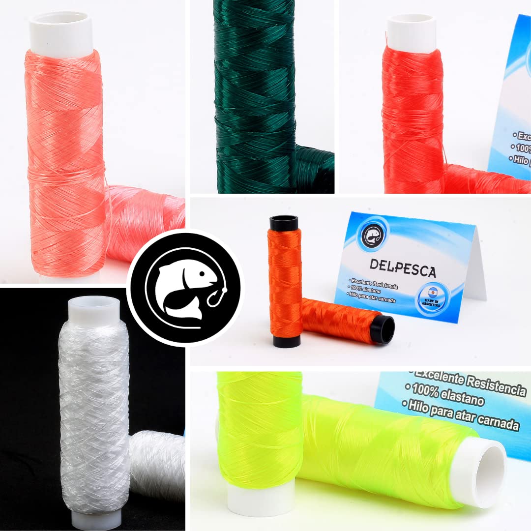 DelPesca Pack x12 Invisible Nylon Fishing Bait Elastic Thread Spool Fishing Lure Wire 150mts 492ft 0,042 Transparent,White transparent