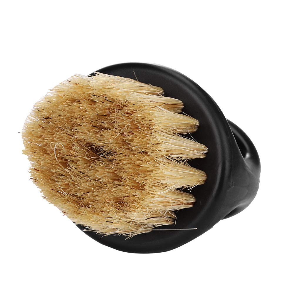 Delaman Beard Mustache Brush, Wild Boar Fur Shaving Brush for Men Grooming Beard Mustache Trimming, Salon Shaven Tool (Color : #1 Black+White)