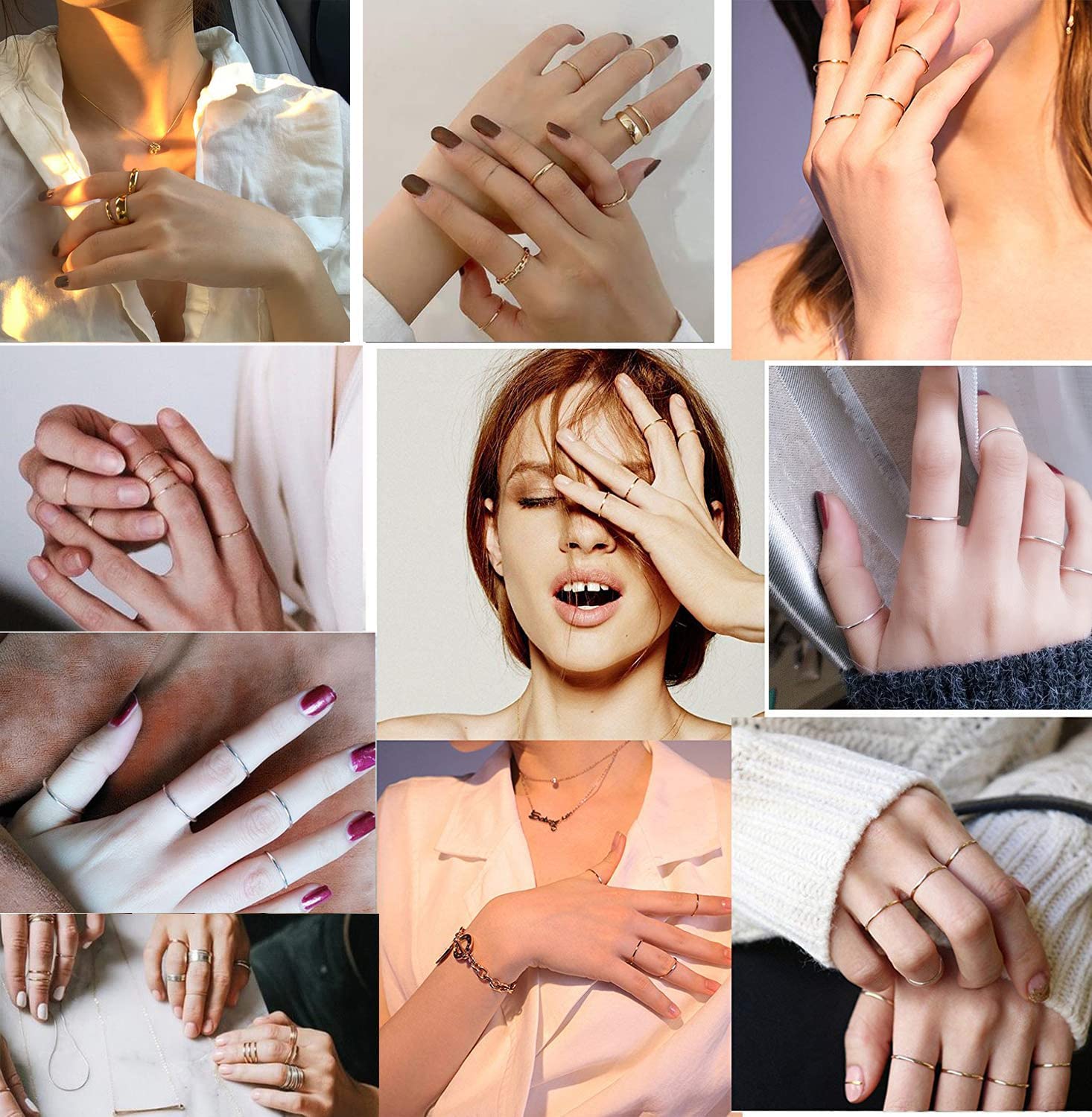 FASACCO 18PCS Plain Band Knuckle Stacking Midi Rings for Women Men Simple Wedding Finger Stackable Statement Rings Comfort Fit Size 4 to 9