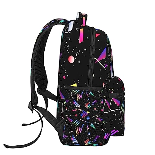 MANQINF Funny 80S 90S Pattern Backpack Casual Hiking Camping Travel Backpacks Lightweight Daypack Bag Women Men Bookbag