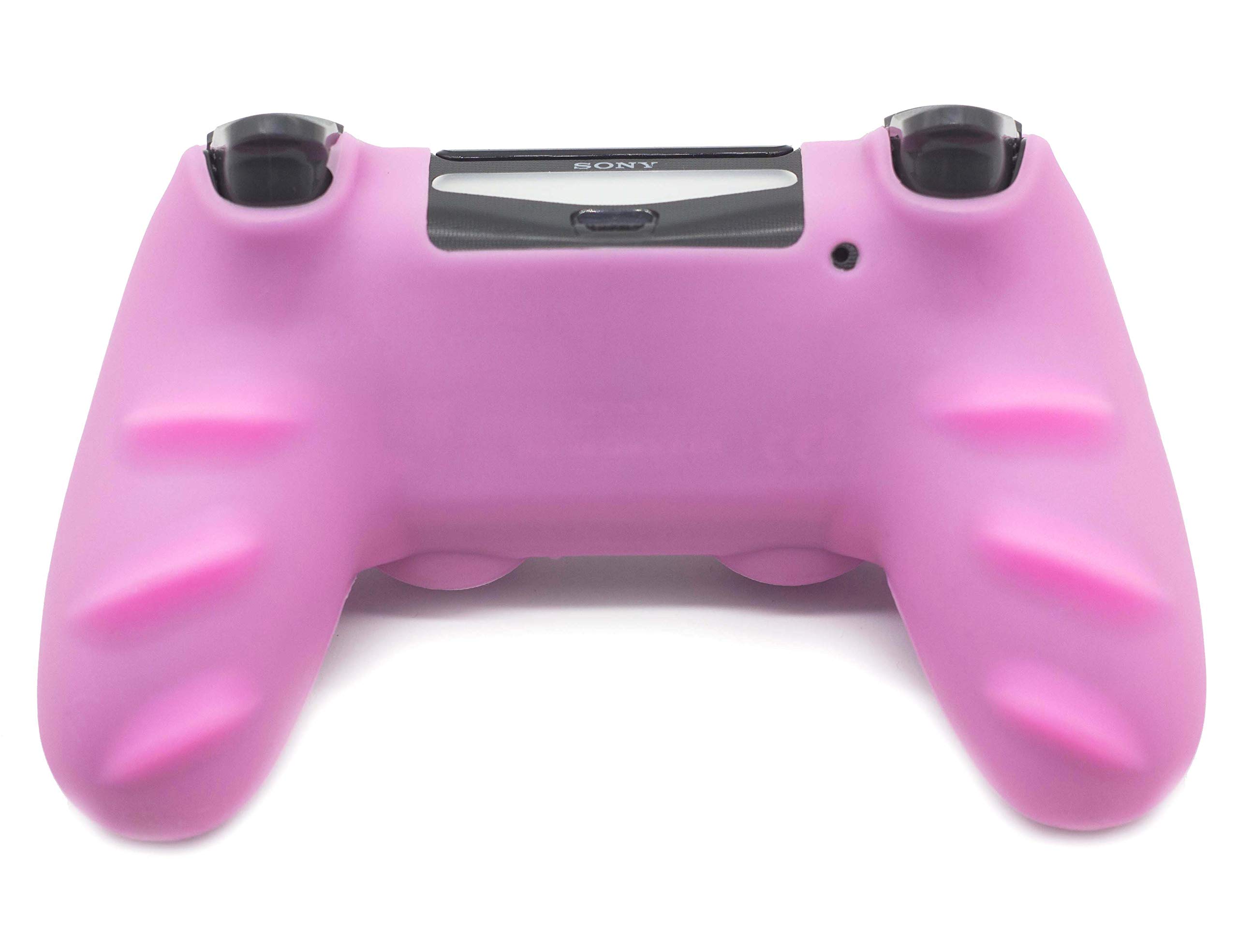 Controller Skin for PS4, BRHE Anti-Slip Grip Silicone Cover Protector Case Compatible with PS4 Slim/PS4 Pro Wireless/Wired Gamepad Controller with 2 Cat Paw Thumb Grip Caps (Pink)