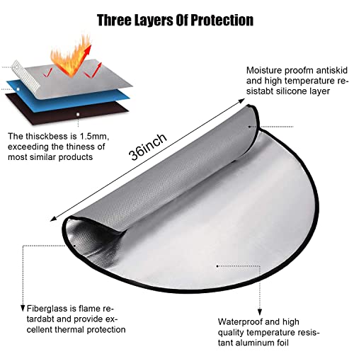Fire Pit Mat Round,36 in Round Fire Pit mats for Under fire Pit, Fire Pit Mat Flame Retardant Heat BBQ Gas Grill Air Fryer Protective Mat for Deck Patio Lawn Ground Campsite Pad (36 Inch)