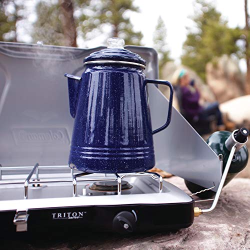 Coleman Triton+ 2-Burner Propane Camping Stove with Push-Button Instant Ignition, Portable Camping Grill/Stove with Adjustable Burners, Wind Guards, and 22,000 Total BTUs of Power
