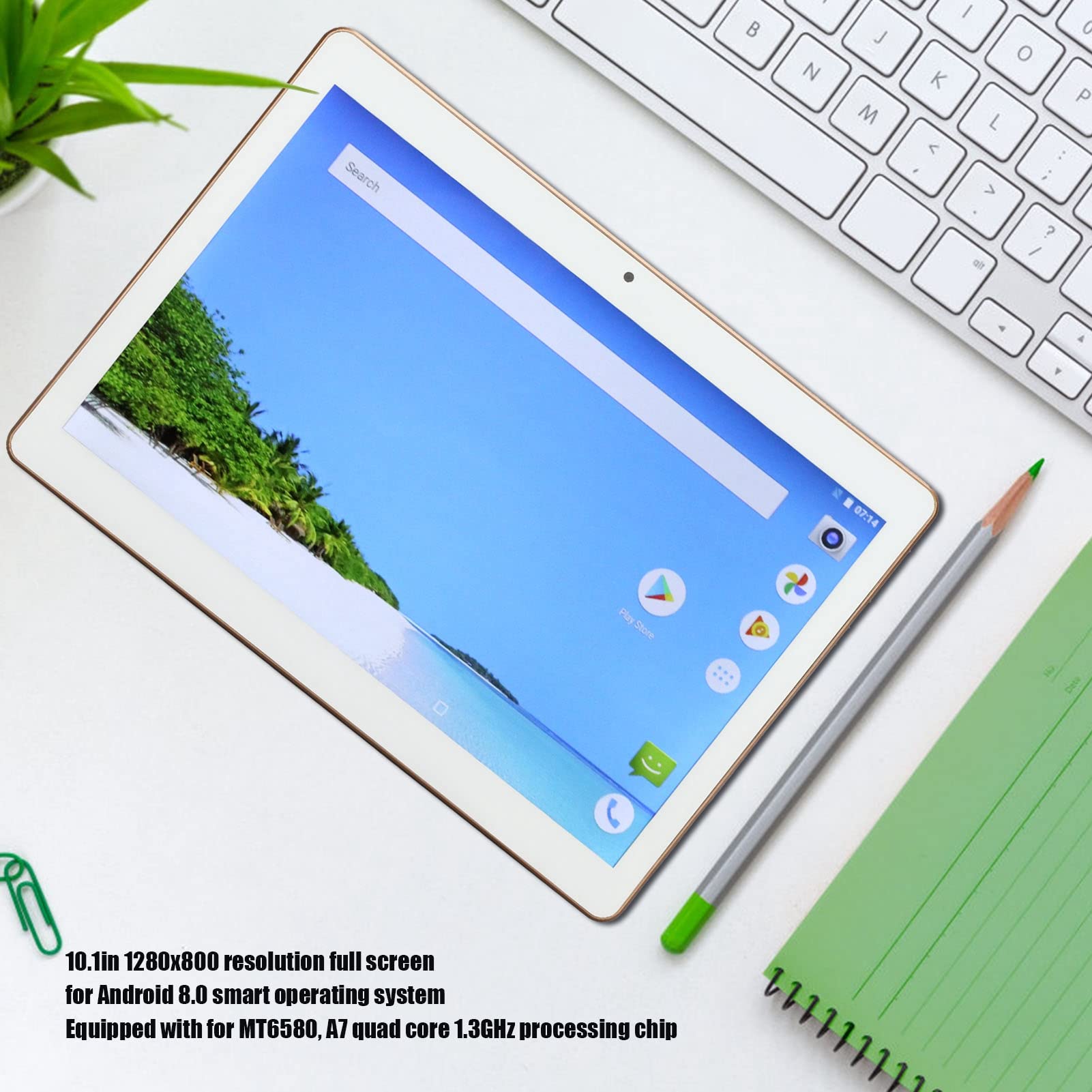 HD Tablet White ROM Portable 32GB 10.1 Inch Tablet Dual Card Dual Standby for Office for Phone Call (US Plug)