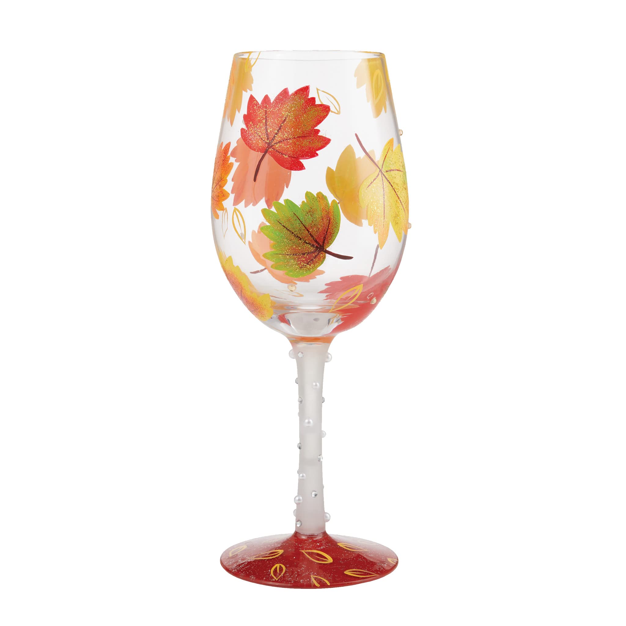 Enesco Designs by Lolita Autumn Bliss Hand-Painted Artisan Wine Glass, 15 Ounce, Multicolor