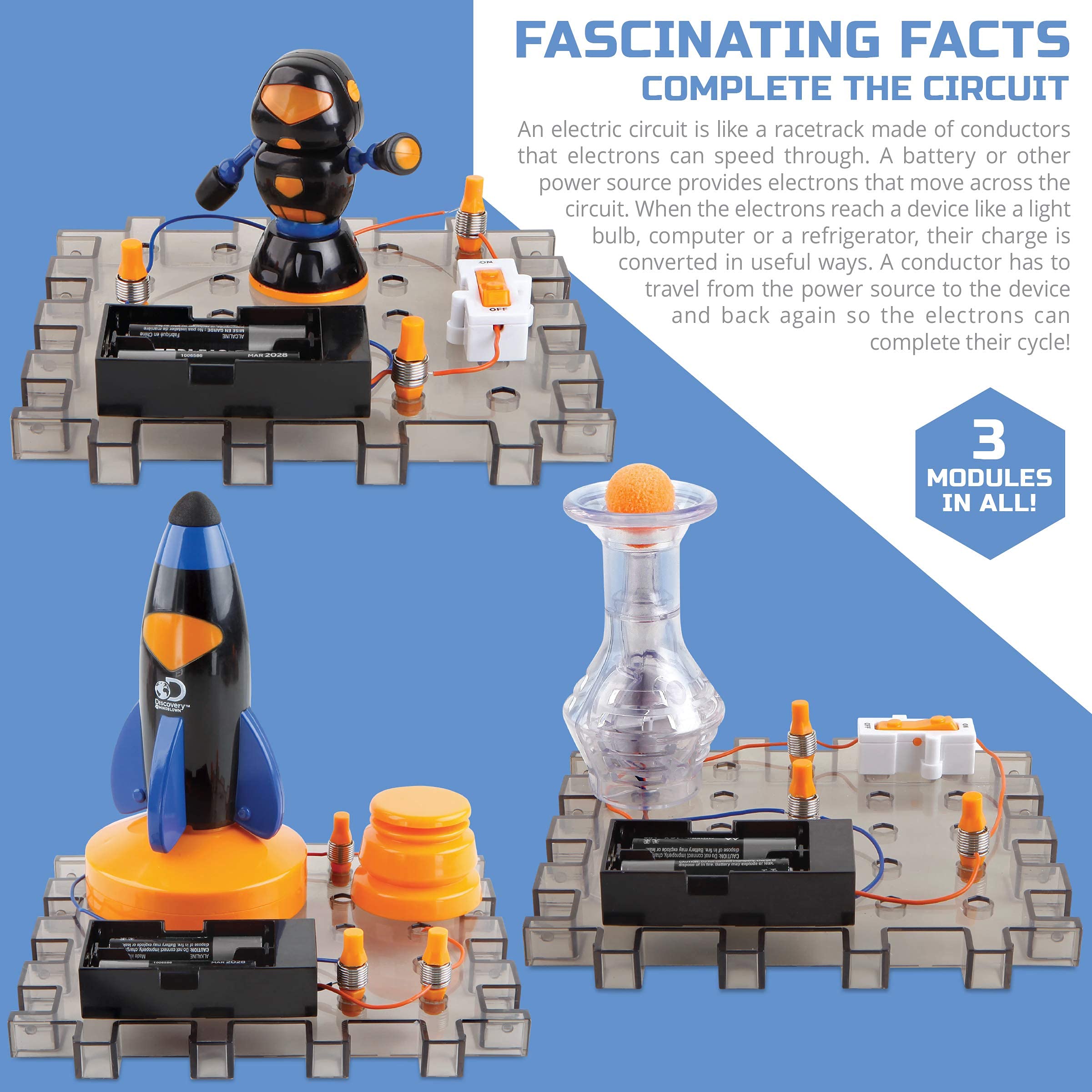 Discovery #MINDBLOWN Action Circuitry Electronic Experiment Mini STEM Set, Build-it-Yourself Engineering Toy Kit, Explore The Science of Motion, Robot Spinner Experiment, Great Gift for Kids Ages 8+