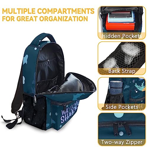 KNOWPHST Shark Backpack for Boys Girls, 16 Inch Cute Backpack for School, Blue, Large Capacity, Durable, Lightweight Bookbag for Kids Travel