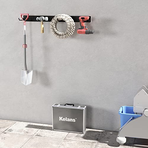 Goplus Garden Tool Organizer, Wall-Mounted Garage Tool Storage Rack with 8 Hooks, 36 Inch Yard Lawn Tool Hanger, Heavy Duty Metal Utility Rack for Shovel, Broom, Rake, Mop, Max Load 330 LBS