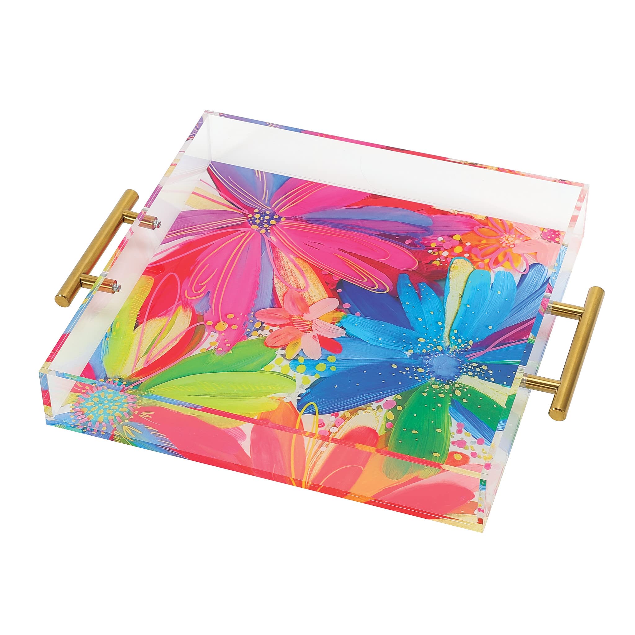 Enesco Izzy and Oliver EttaVee Jessi's Garden Decorative Coffee Table Serving Tray, 2 Inches, Multicolor