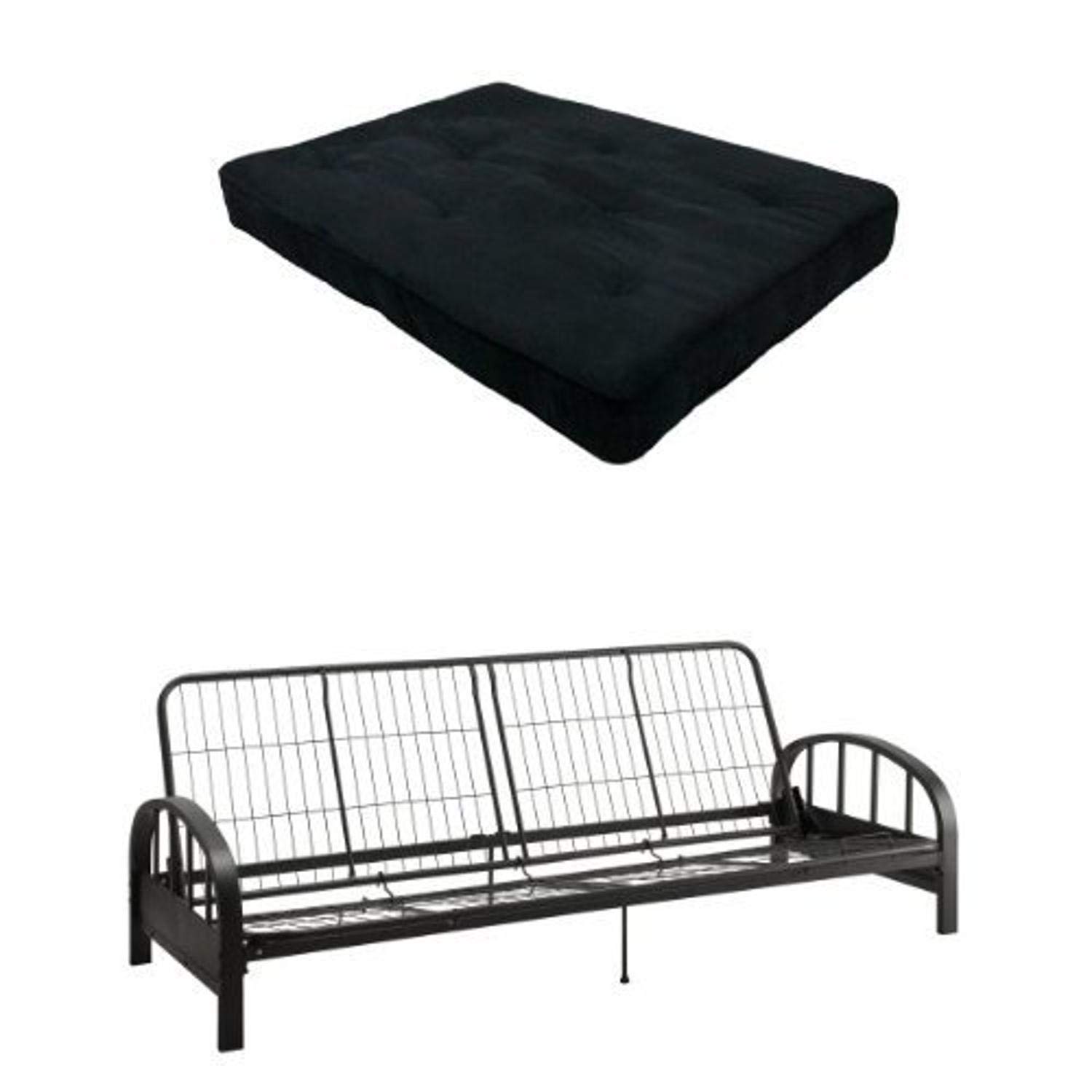 DHP 8-Inch Independently-Encased Coil Premium Futon Mattress, Full Size, Black & DHP Aiden Futon Frame, Black