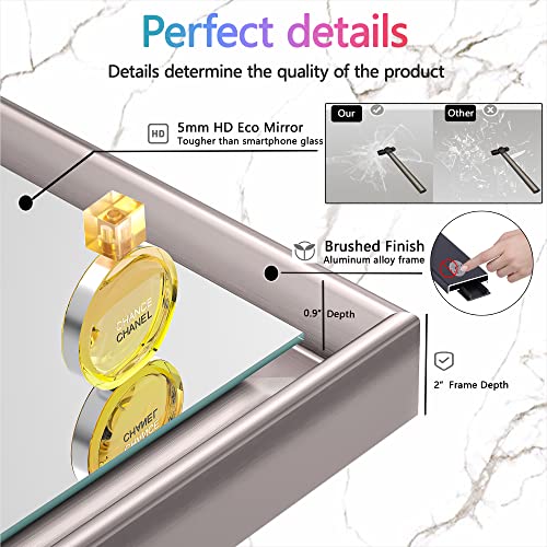 Vosuja36x36 Inch Bathroom Mirrors for Wall, Metal Framed Wall Mirrors with Non-Rusting Aluminum Alloy Metal Frame,Tempered Glass, Rectangle Wall Mounted Mirror (Horizontal/Vertical),Rose Gold