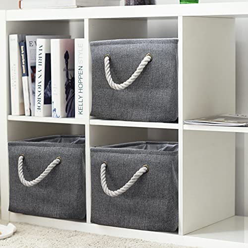 Instruban Storage Bin Cube Storage Basket for Storage and Organization Toy Clothes Books Home Collapsible Storage Basket with Handles -14.5 x 9.8 x 6.6 inches