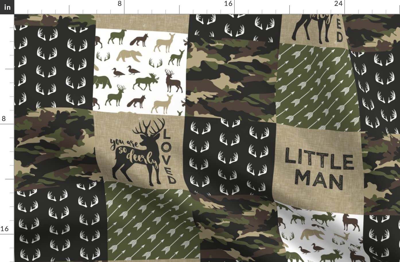 Spoonflower Fabric - Little Man Woodland Wholecloth Camouflage Camo Hunting Deer Boy Printed on Denim Fabric by The Yard - Bottomweight Apparel Home Decor Upholstery