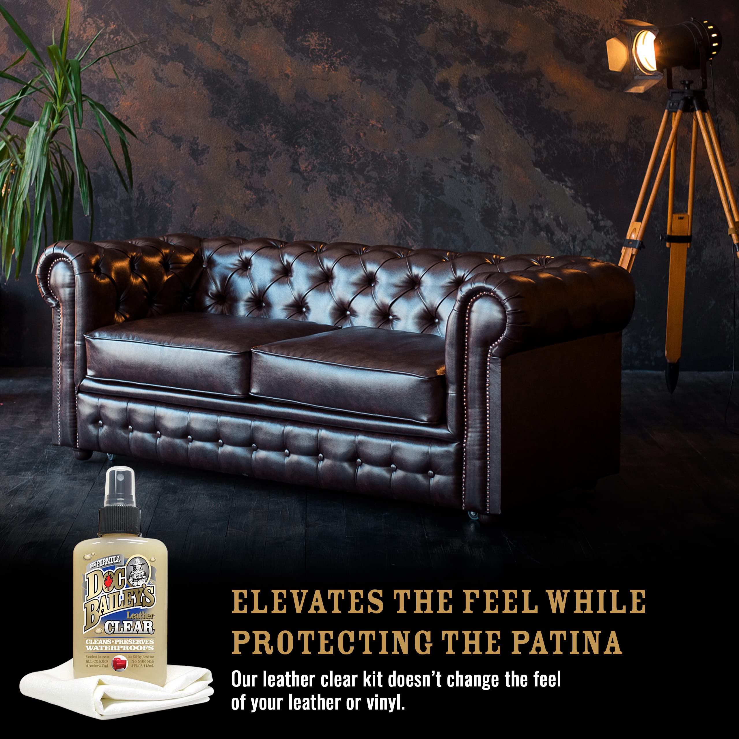 Doc Baileys “Clear” Formula for Any Color Leather- One Step Kit- Conditioner, Cleaner, and Softener- Waterproof, Stain Proof, Maintain and Protect Leather, Vinyl, Canvas, and More- No Sticky Residue