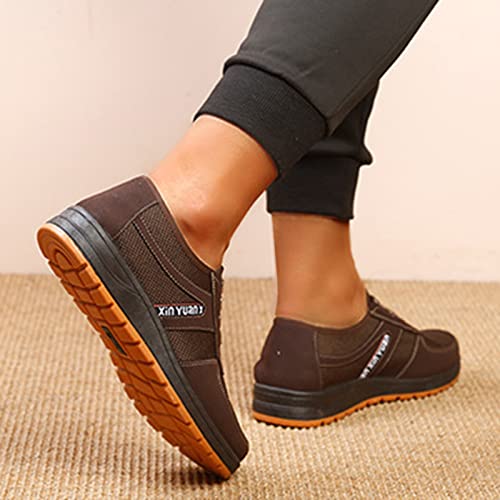 FASDNENDYS Men Wedge Heel Soft Sole Soft Sole Round Toe Breathable Running Western Shoes Fashion Men Lite Adapt Sneaker - Men's Coffee