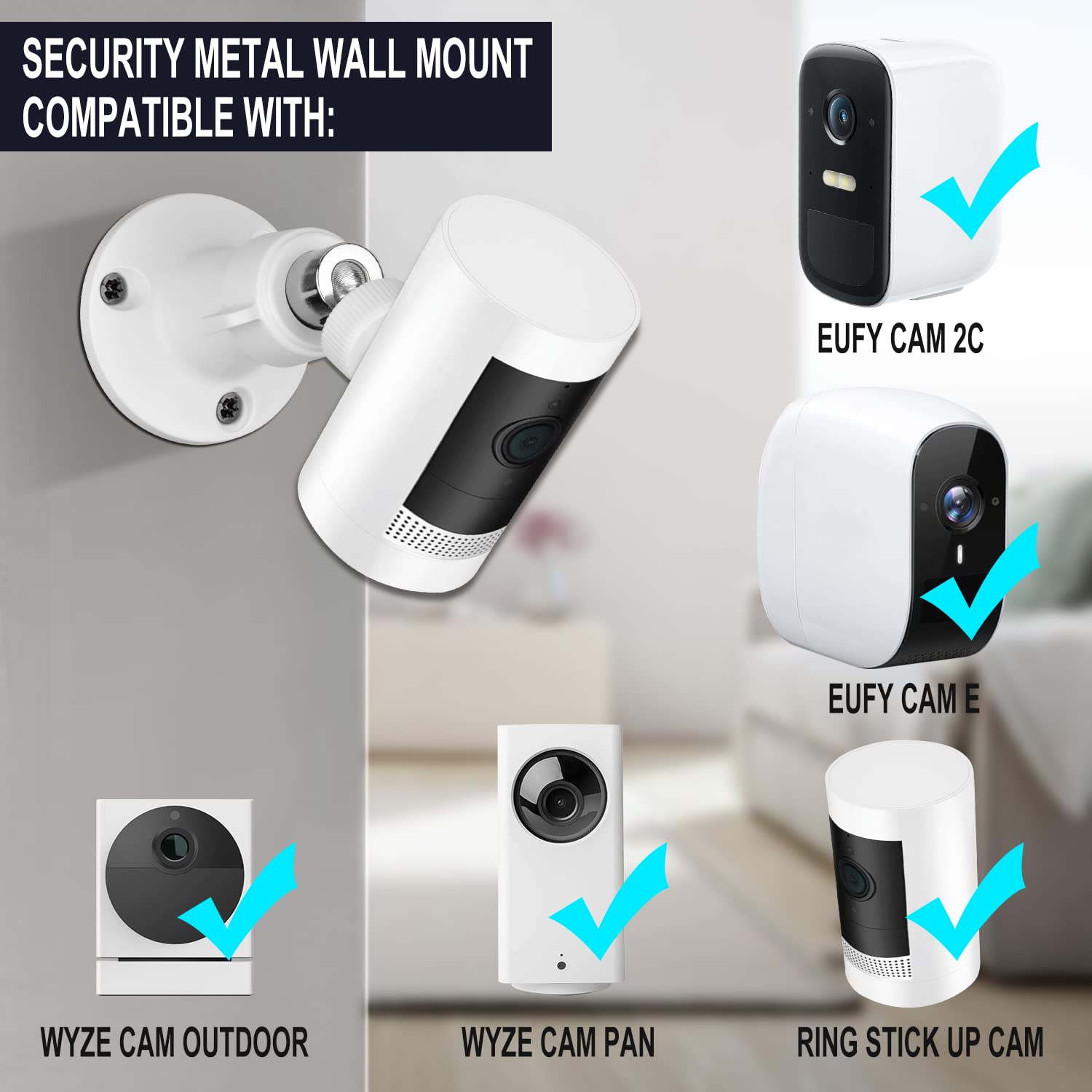 Wall Mount for All Arlo Camera, Arlo Ultra, Arlo Essential, eufyCam E/2C, Ultra/Ultra 2, & Others - Ring Stick Up Cam Battery with 1/4 Screw Head (Camera not Included)(3pcs)