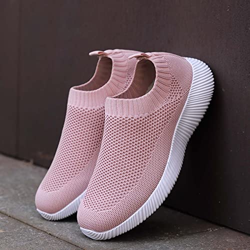 FASDNENDYS 2022 Women's Spring and Summer Running Shoes Large Outdoor Walking Flying Waving Mesh Sneakers X9000l4 Pink