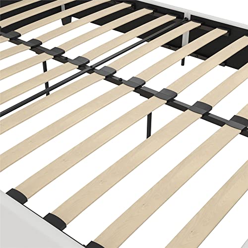 DHP Dakota Upholstered Platform Bed with Diamond Button Tufted Headboard and Footboard, No Box Spring Needed, Queen, White Faux Leather