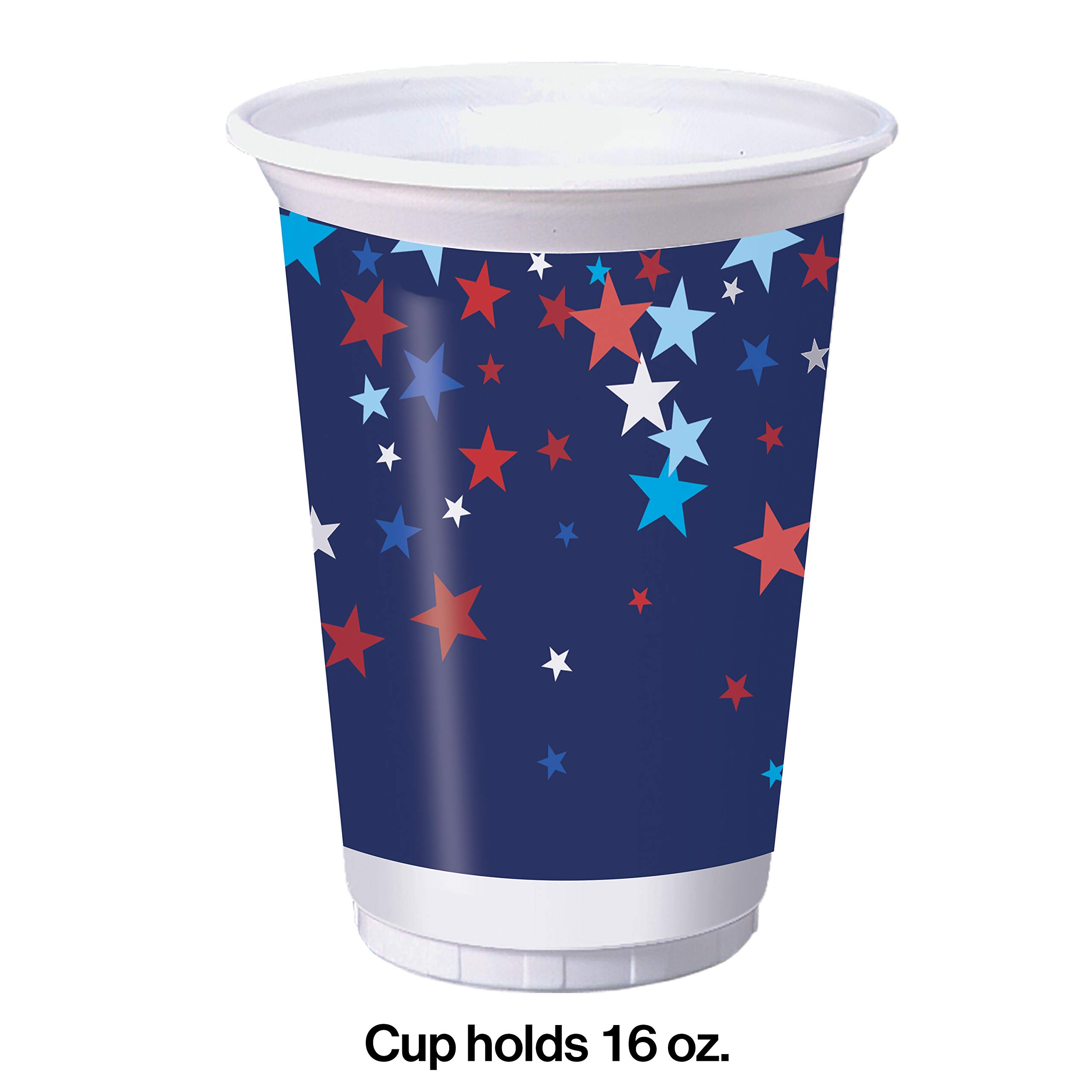 Creative Converting Patriotic Pride Fourth of July Plastic Cups, 1 Count (Pack of 1), Multi-color