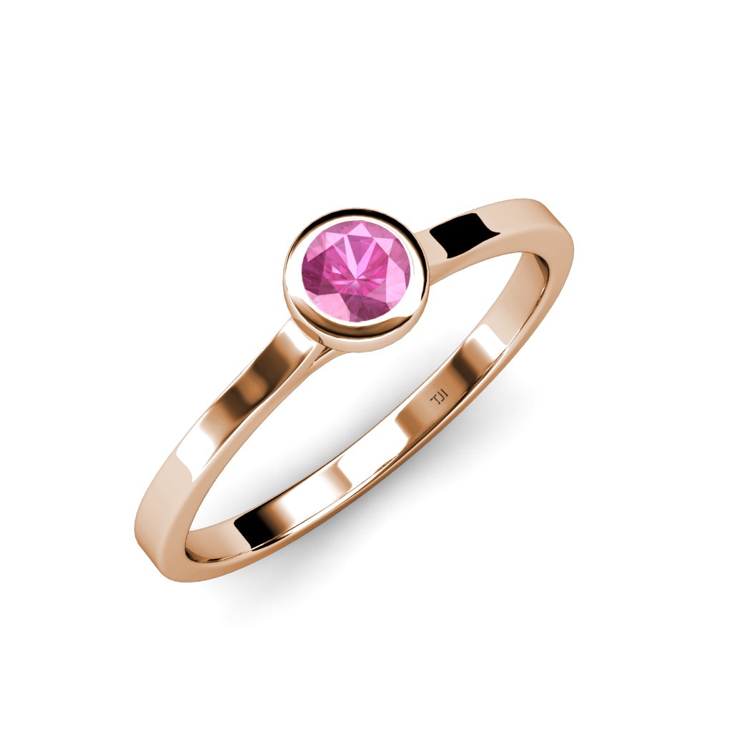 Floating Lab Created Pink Sapphire 0.55 ct Women Solitaire Engagement Ring 14K Rose Gold-6.5