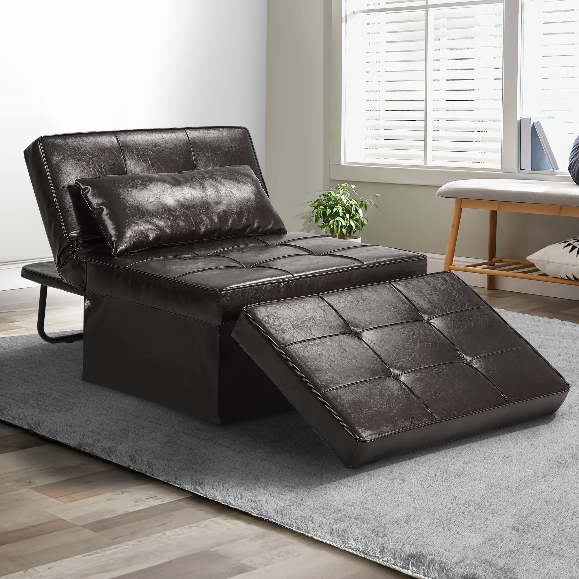 Diophros Sofa Bed, Convertible Chair 4 in 1 Multi-Function Modern Folding Ottoman Guest Bed with Adjustable Sleeper for Small Room Apartment, Large