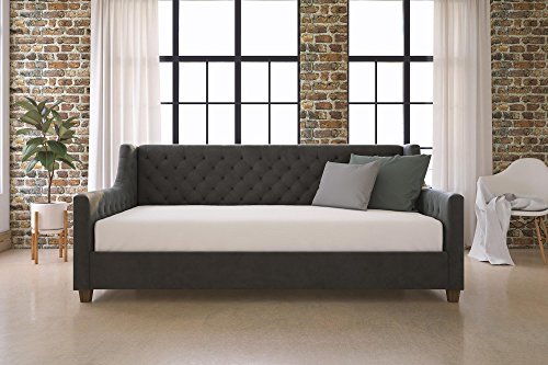 DHP Jordyn Diamond Tufted Upholstered Daybed/ Sofa Bed, Twin Size Frame, Gray Velvet