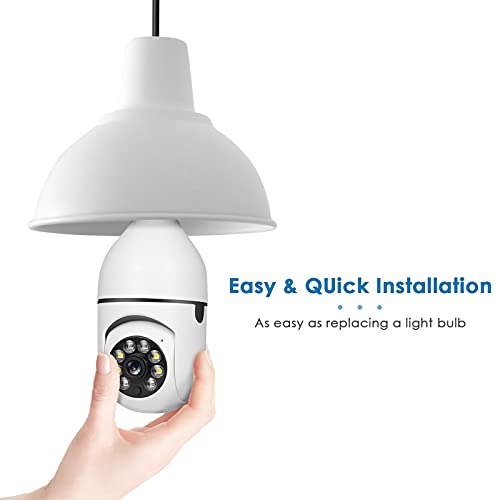 E27 Light Bulb 1080P Security Camera,PTZ 360 Degree Panoramic Wireless Connector with WiFi, Smart Motion Detection and Alarm,Two Way Audio,Remote Viewing with 16GB Memory Card