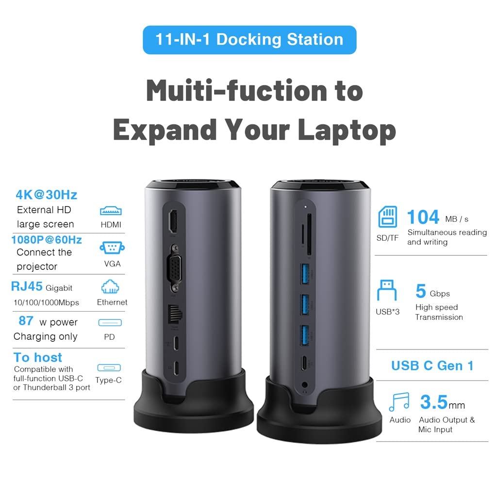 Hubs 12 in 1 USB C HUB Dock USB C to Multi RJ45 VGA USB 3.0 USB C Data with PD Power Adapter Docking Station USB-C USB Hubs